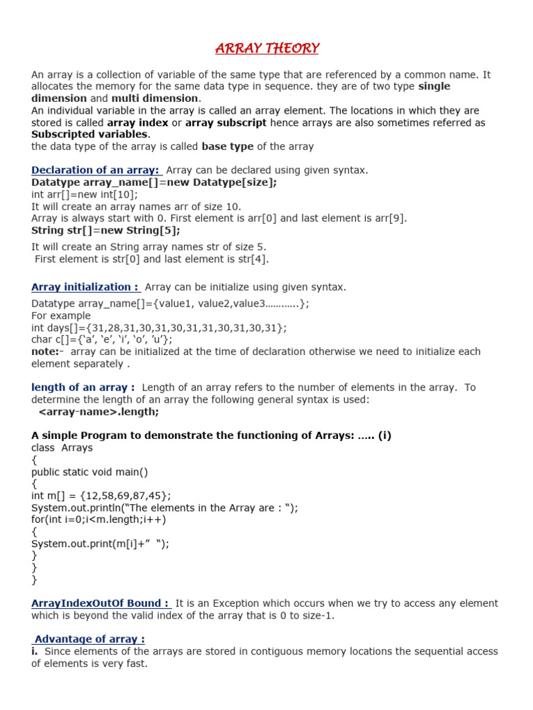 Array Theory Pdf String Computer Science Computer Science 1673