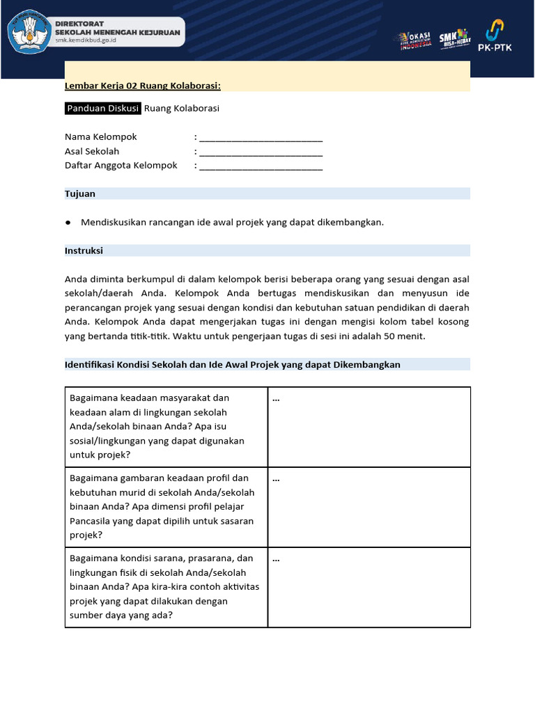 LK 02 Ruang Kolaborasi P5 - Kelompok 5 | PDF | Karier & Perkembangan | Seni