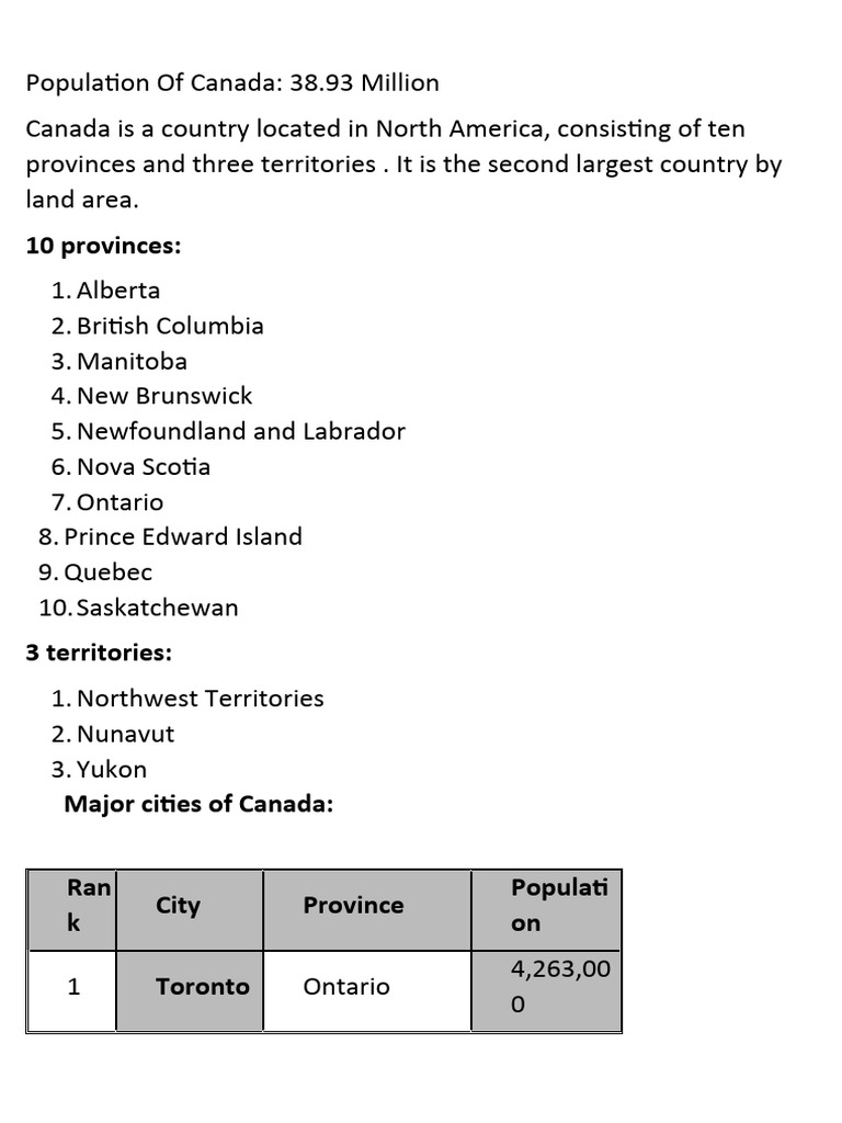 All in One Information Canada | PDF | Provinces And Territories Of Canada