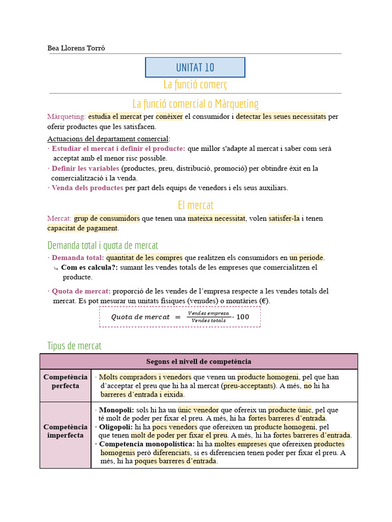 2 Batx. Economia. Unitat 10 | PDF