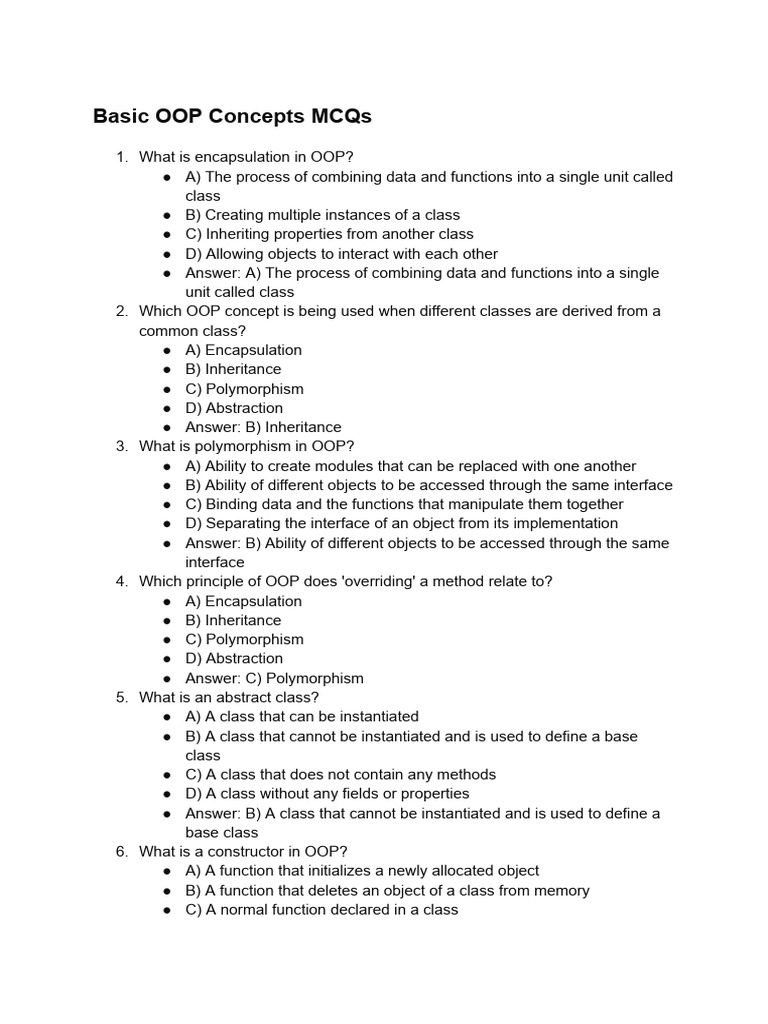 Oops Concepts Pdf Method Computer Programming Class Computer Programming