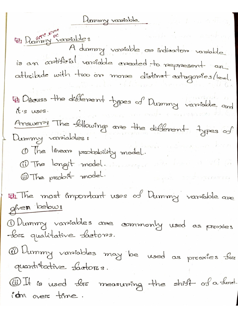 Dummy_Indicator Variable | PDF
