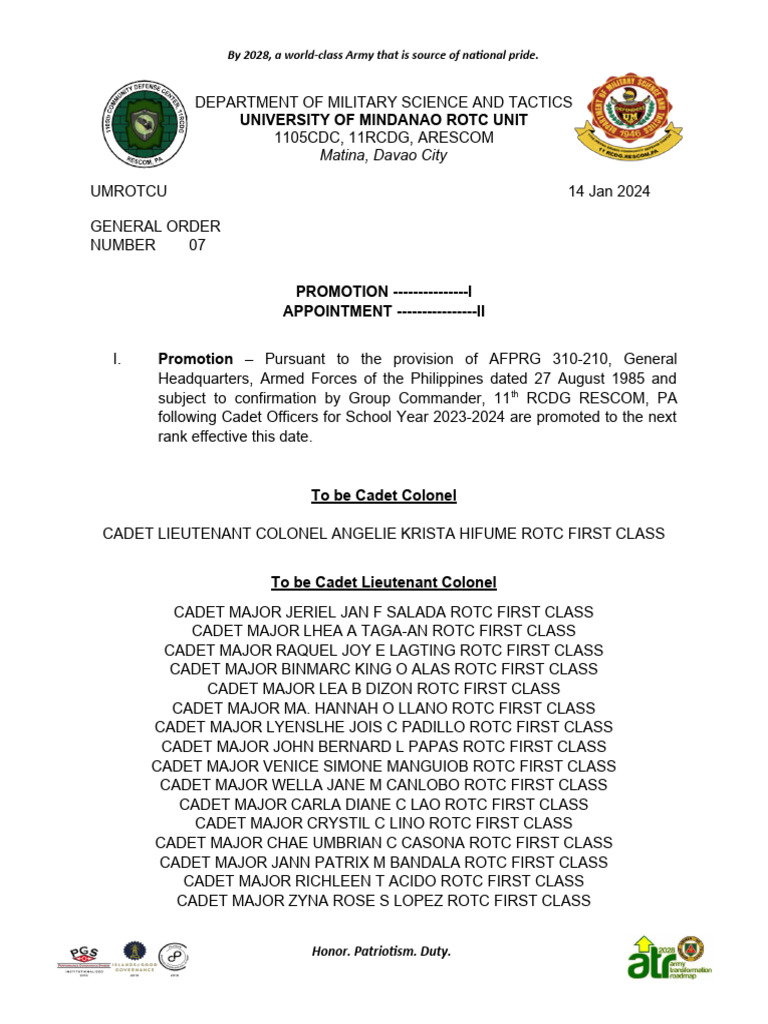 Reading of Orders TT | PDF | Lieutenant Colonel (United States ...