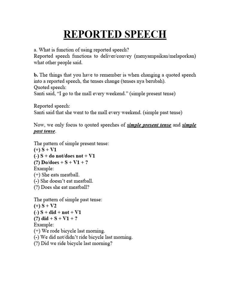 Understanding Reported Speech Rules | PDF | Verb | Syntax