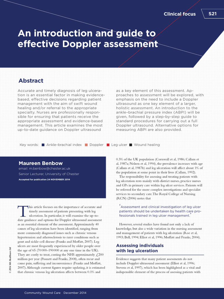 An Introduction and Guide To Effective Doppler Assessment | PDF ...