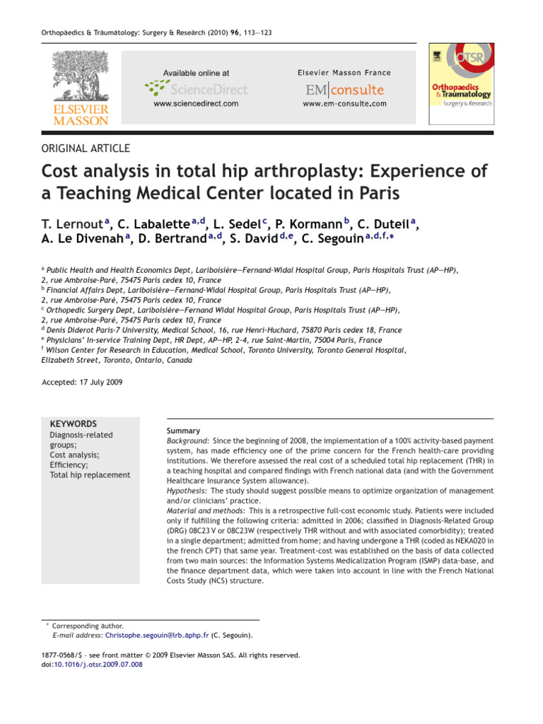 Cout de PTH | PDF | Hospital | Patient
