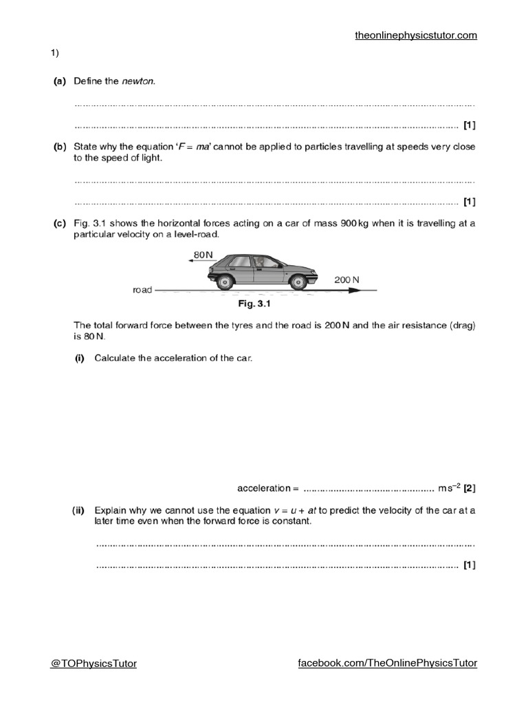 OCR A A-Level Forces Worksheets | PDF | Wellness | Science & Mathematics