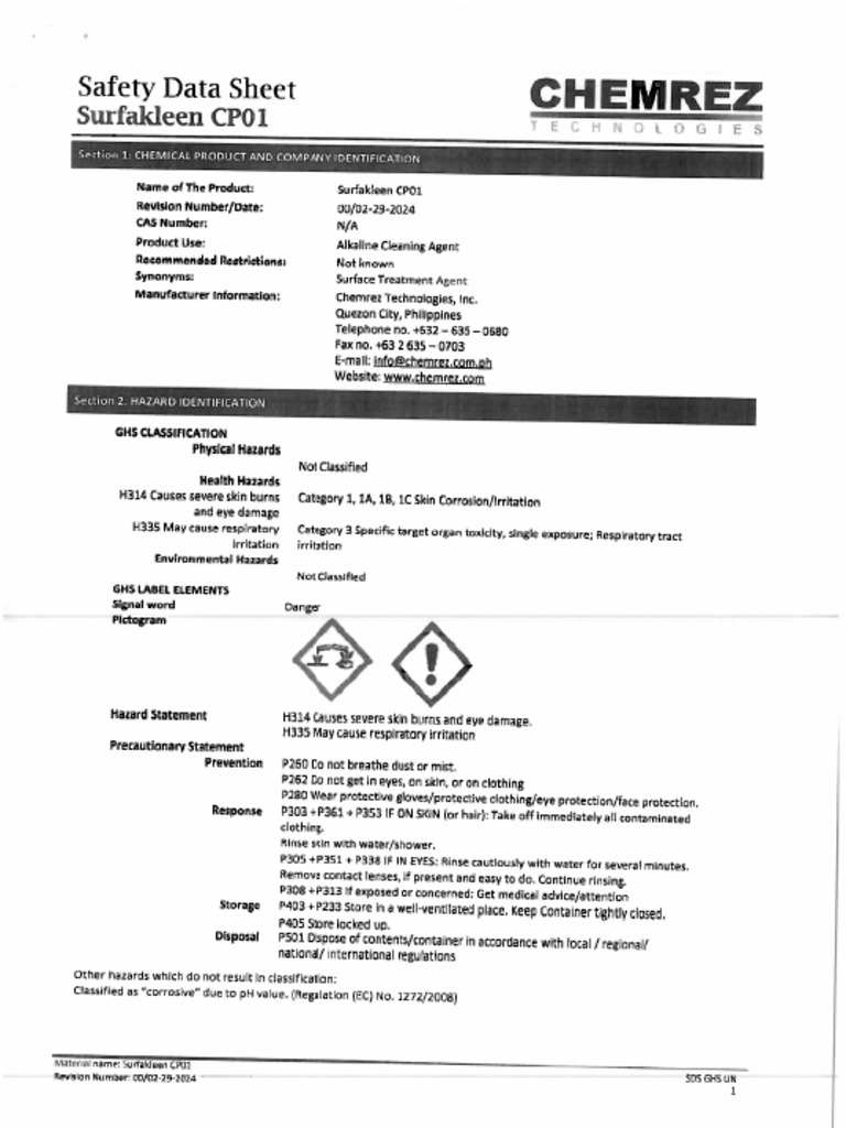Chemrez - Alkaline Cleaning Agent | PDF