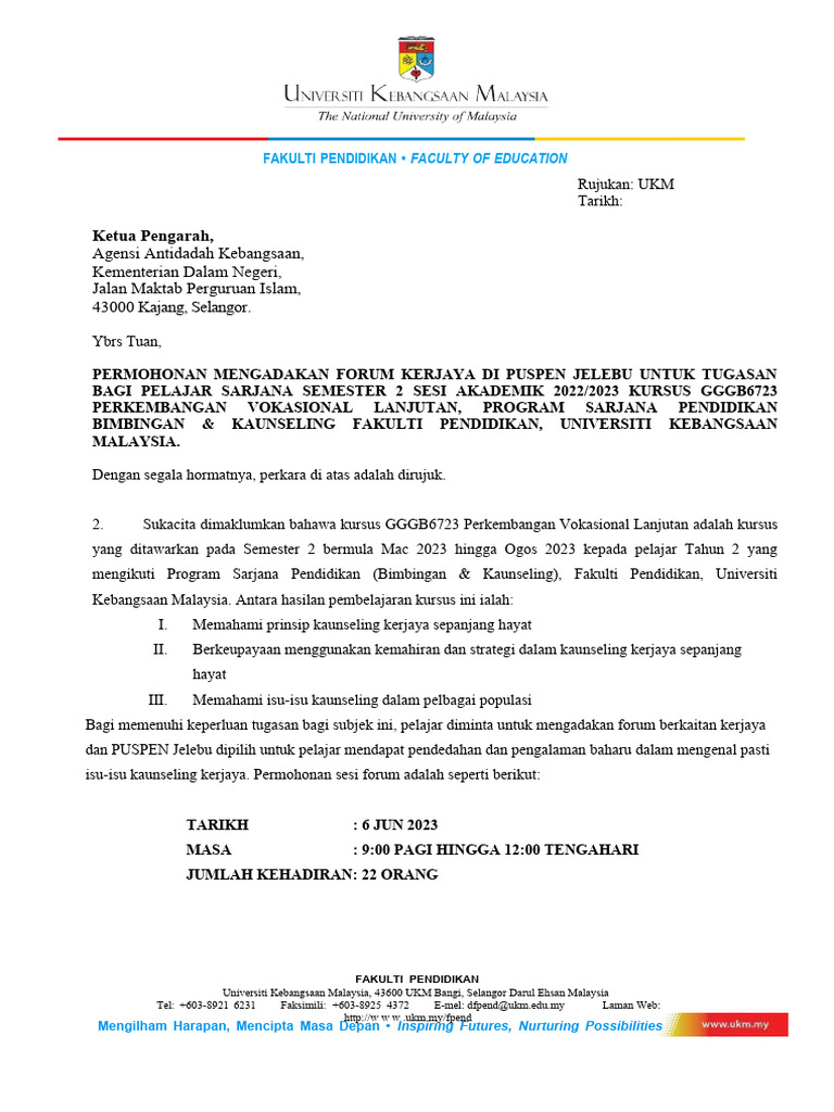 Surat Permohonan Forum PUSPEN | PDF