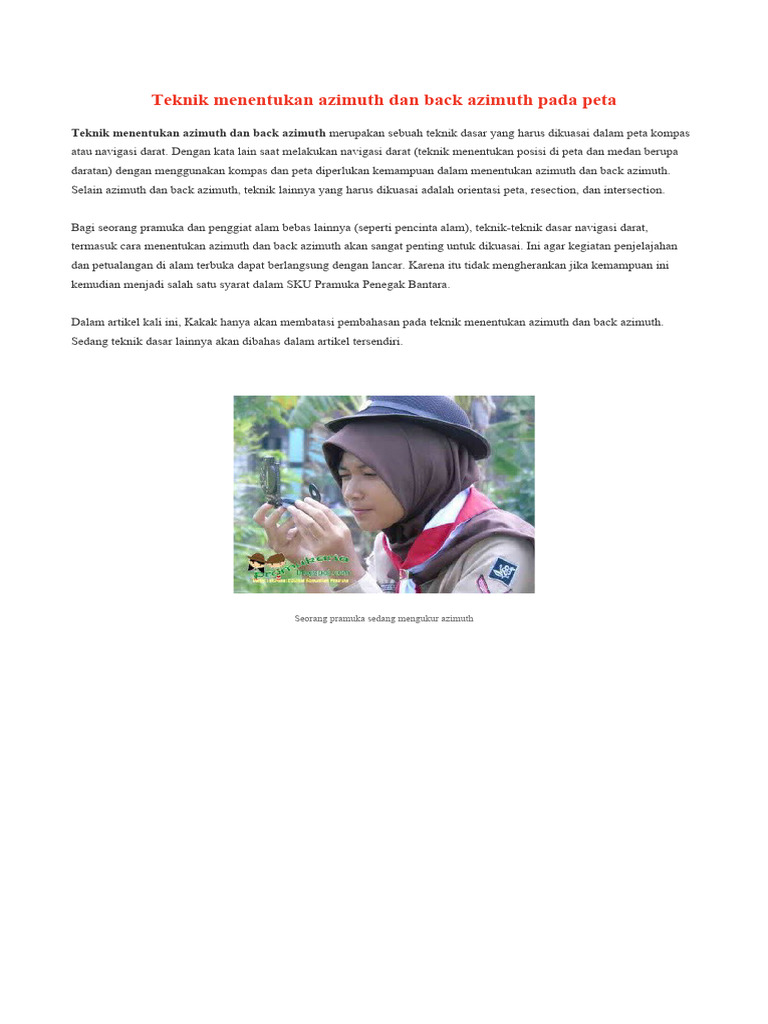 Teknik Menentukan Azimuth Dan Back Azimuth Pada Peta Pdf