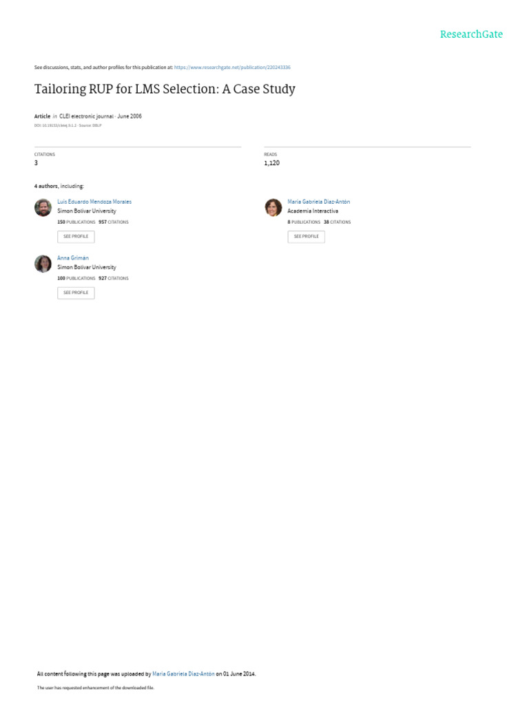 Tailoring RUP For LMS Selection A Case Study | PDF | Educational Technology | Software Engineering