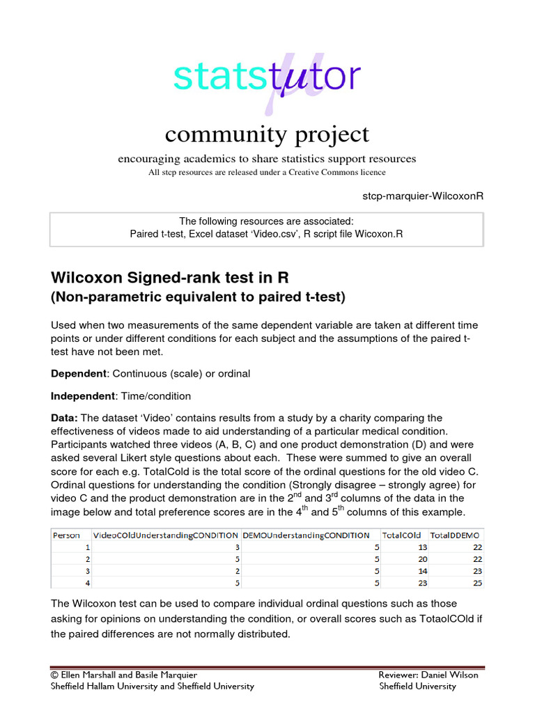 97 Wilcoxon | PDF | Student's T Test | Likert Scale