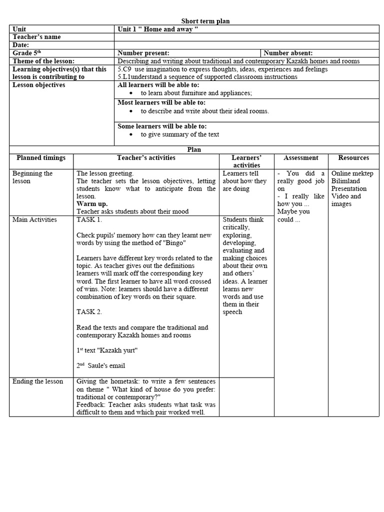 5th grade lesson plans | PDF | Reading Comprehension | Learning