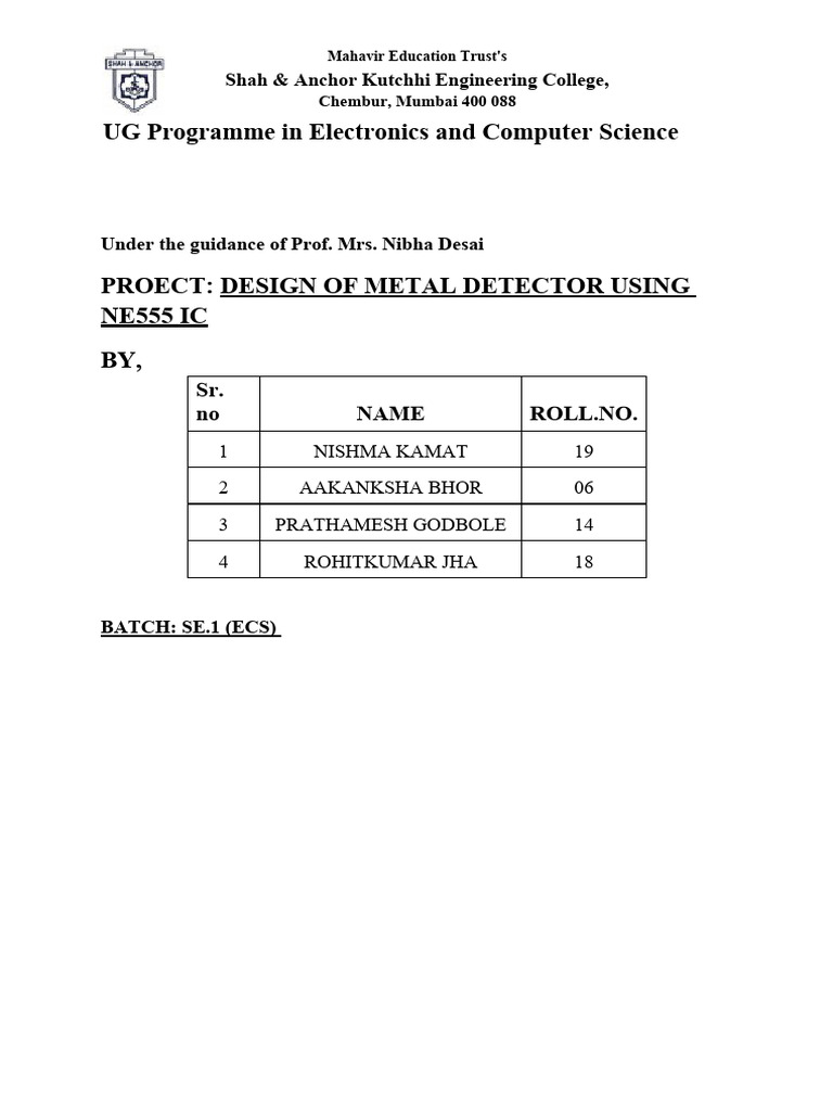 Metal Detector Design Using NE555 IC | PDF | Inductor | Capacitor
