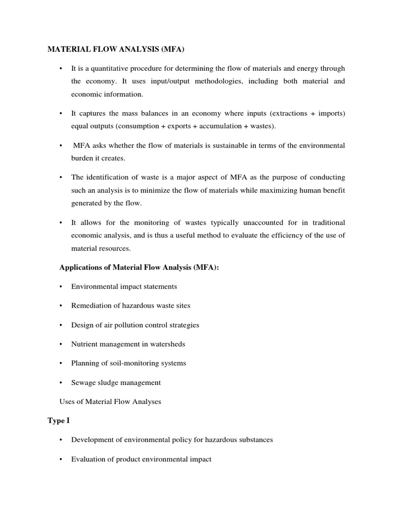 Material Flow Analysis (Mfa) | PDF | Science & Mathematics | Finance ...