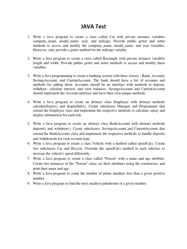 JAVA Test | PDF