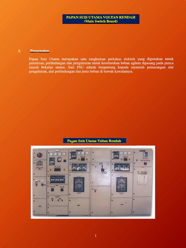 Papan Suis Utama Voltan Rendah | PDF