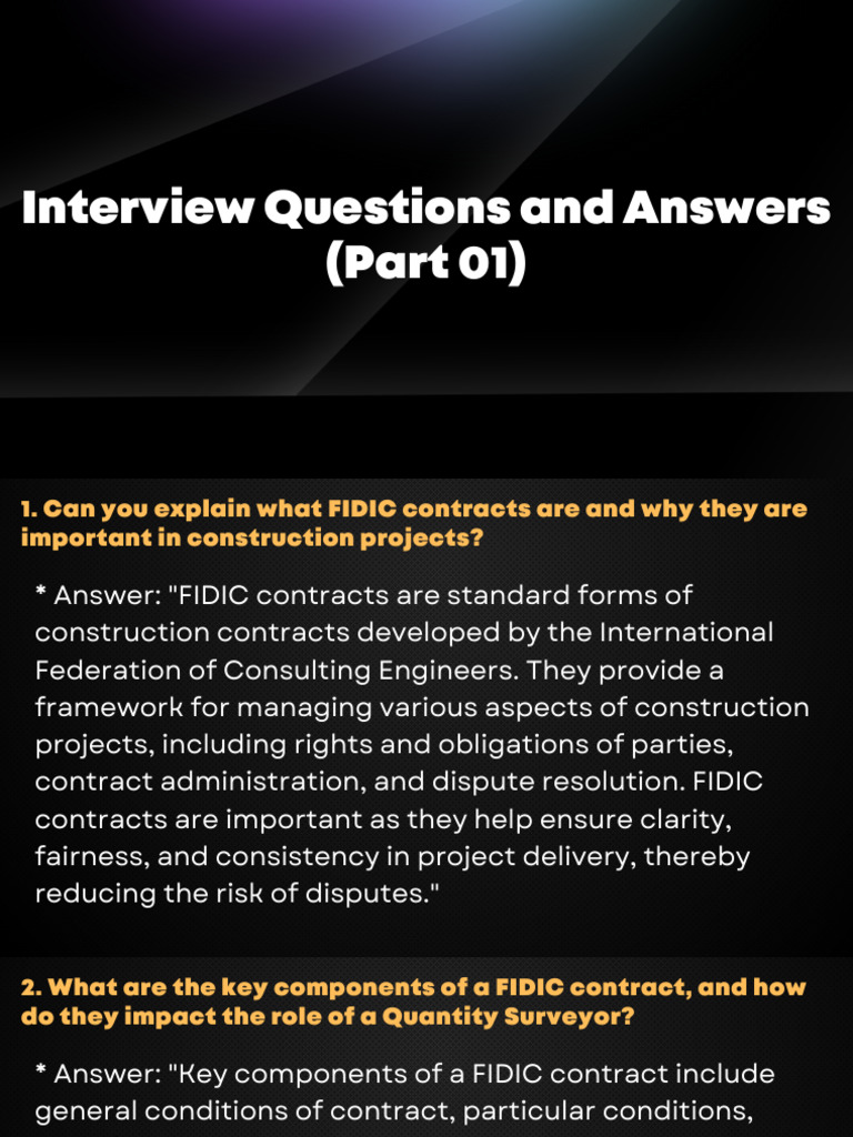 Based On Fidic Top 05 Interview Questions And Answers Pdf Real