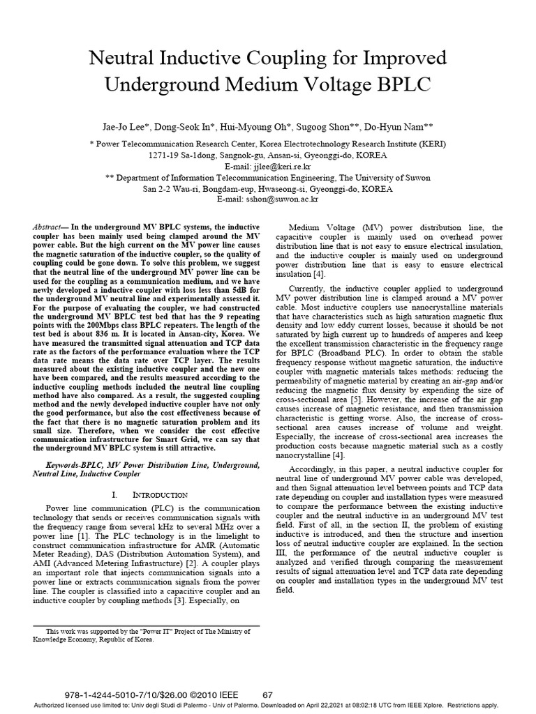 Neutral Inductive Coupling For Improved Pdf Inductance Electric