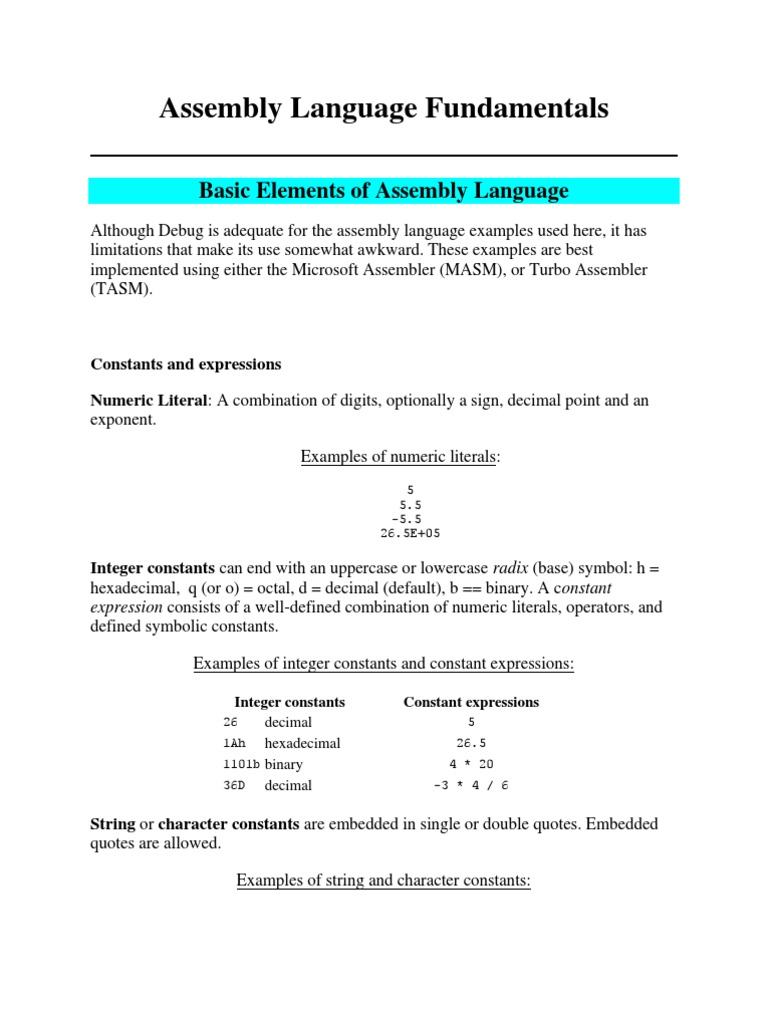 Assembly Language Fundamentals | PDF | Subroutine | Assembly Language