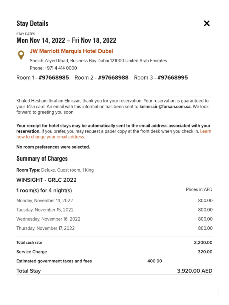 Upcoming Reservations | PDF | Fee | Marriott International