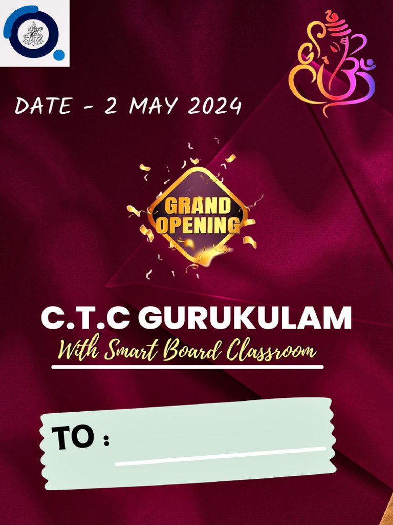 Invitation of Grand Opening of CTC Gurukulam | PDF