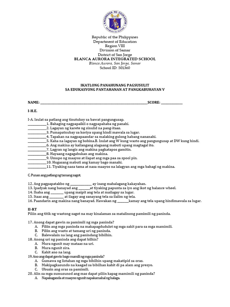 PT - Epp 5 - Q3 | PDF