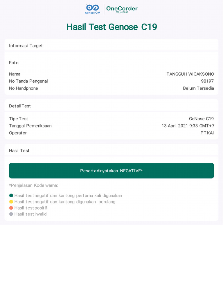 GeNose C19 Test Result | PDF