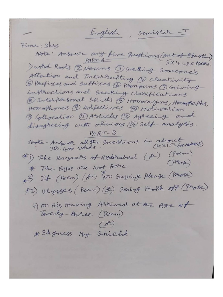 Eng imp questions | PDF