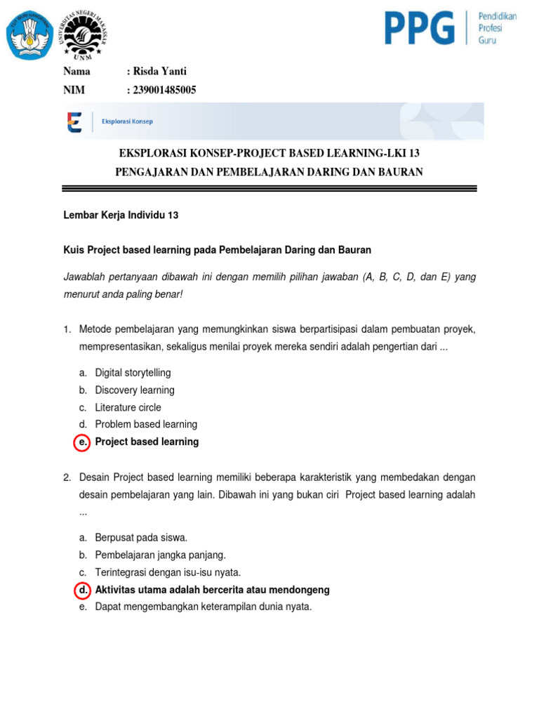 Penerapan Project Based Learning Daring | PDF | Bisnis | Seni