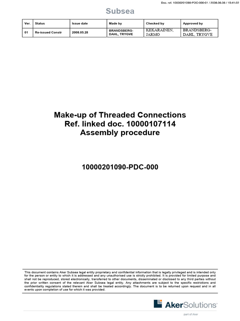 Make-Up of Threaded Connections (10000201090) | PDF | Screw | Strength ...