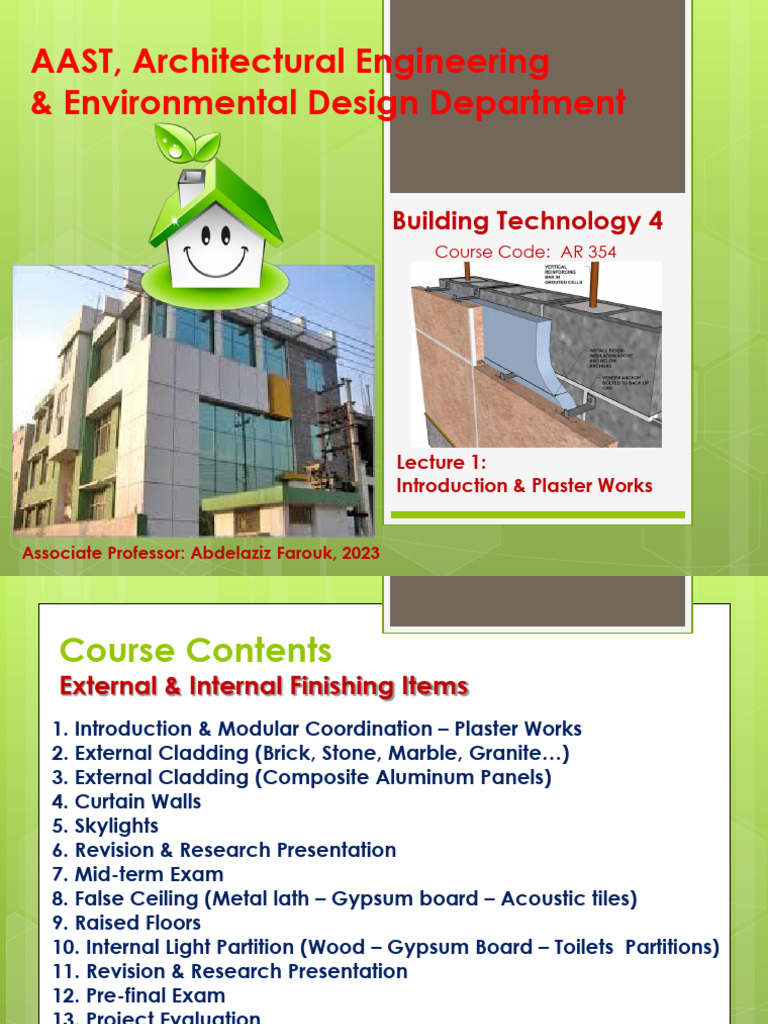 Building Tech. 4, Introduction & Plaster Work, 2023 | PDF | Plaster ...