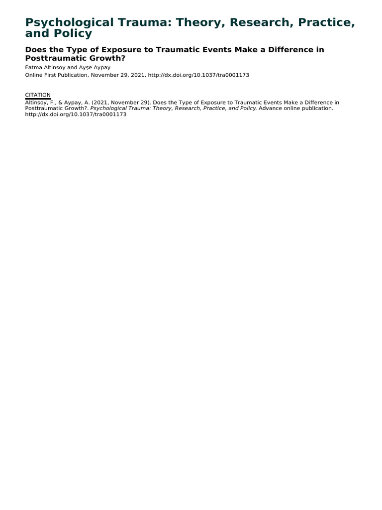 Altinsoy 2021-Does The Type of Exposure To Traumatic Events Make A ...