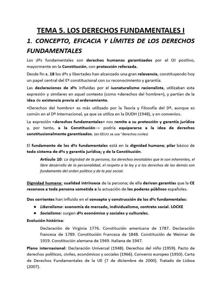 Derechos Fundamentales: Concepto y Clasificación | PDF | Derechos ...