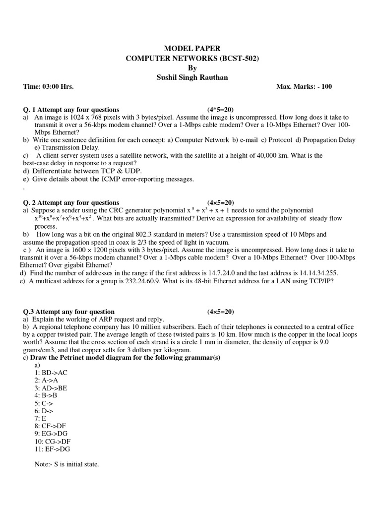 CN MQP | PDF | Computer Network | Transmission Control Protocol