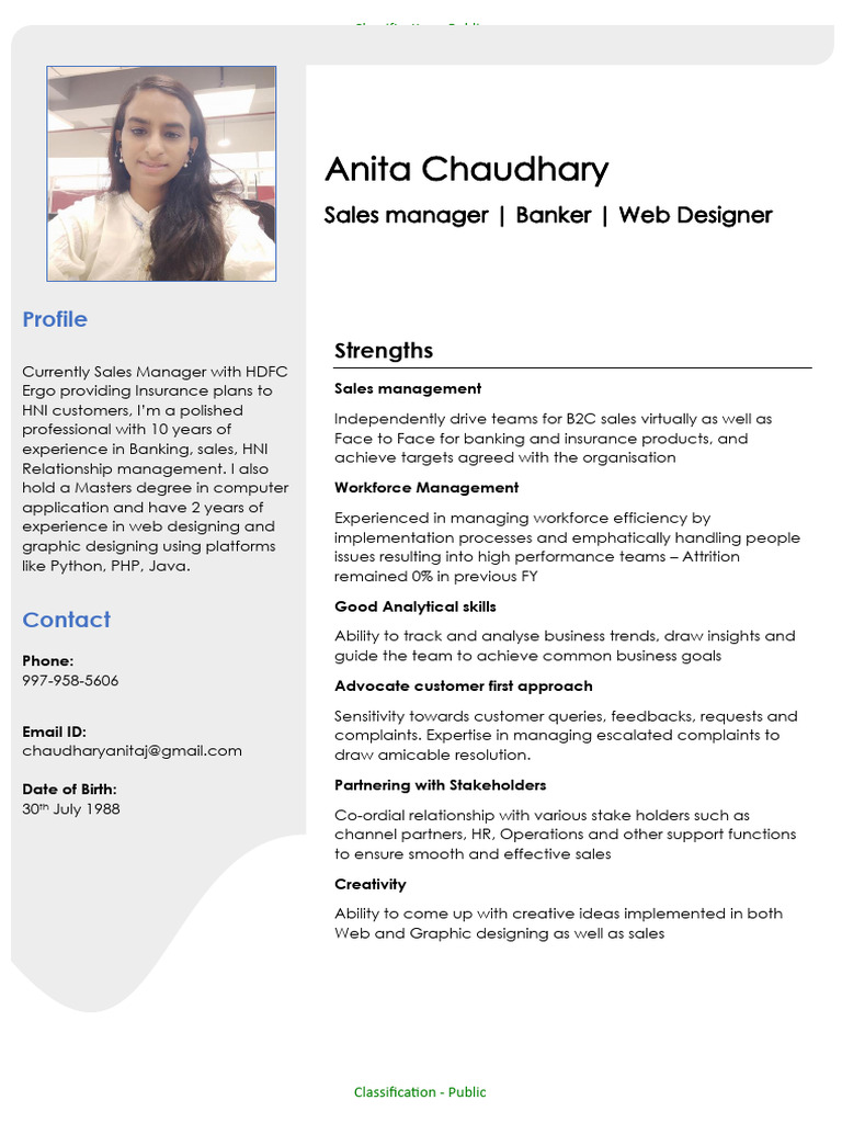 Anita Chaudhary Resume 24 | PDF | Web Design | World Wide Web
