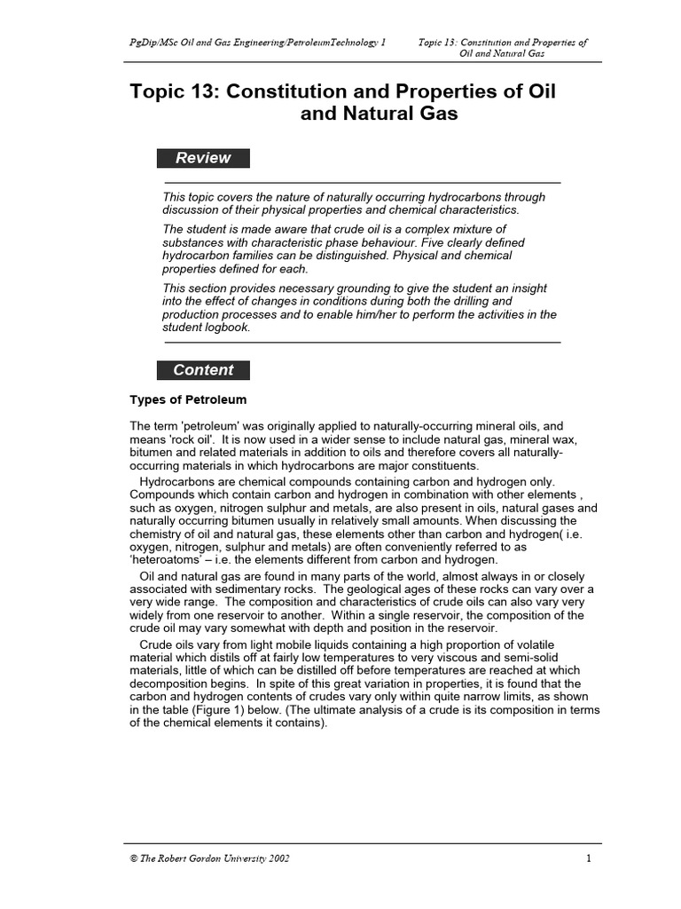 Properties of Oil and Natural Gas | PDF | Alkane | Petroleum