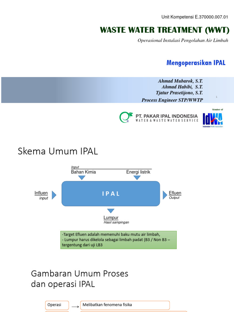 Mengoperasikan IPAL | PDF | Sains & Matematika | Teknologi & Rekayasa