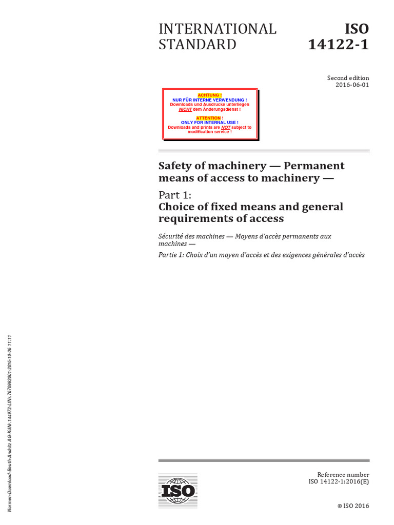 14122-1 - Choice of Fixed Means of Access Between Two Levels | PDF ...