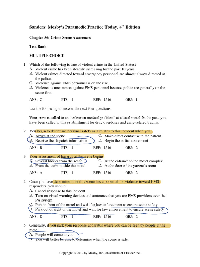 Sanders: Mosby's Paramedic Practice Today, 4 Edition: Chapter 56: Crime ...