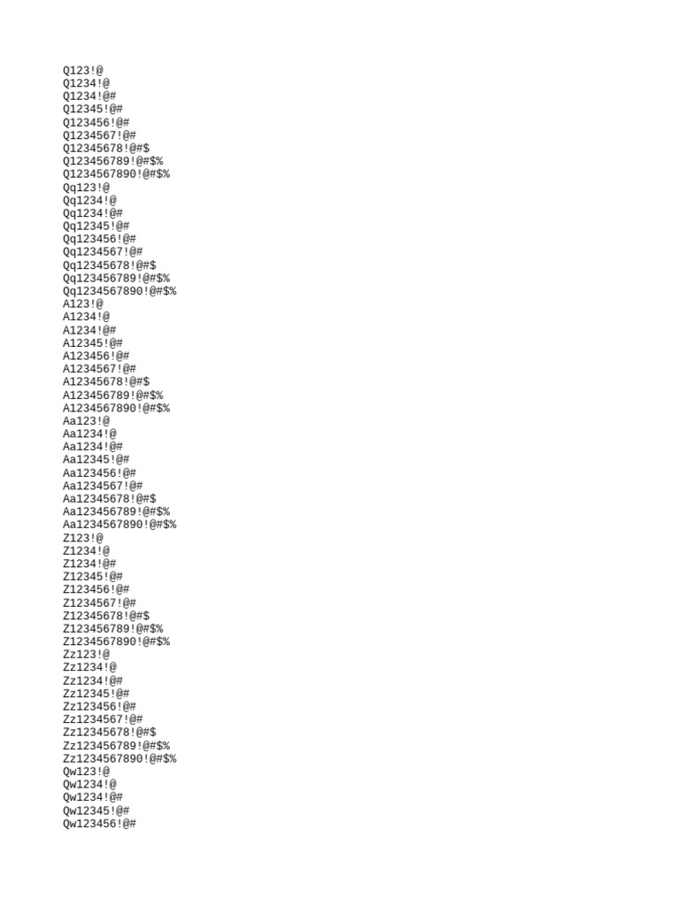 Password Patterns and Variations | PDF | Office Equipment | Graphemes