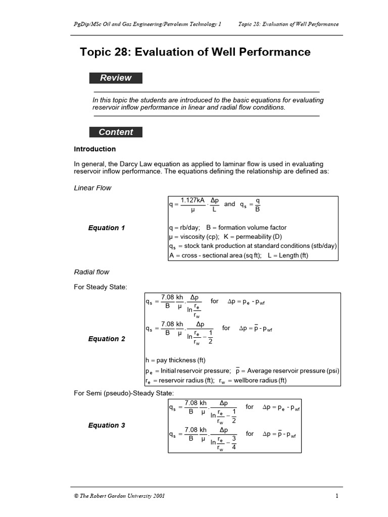 Topic 28 - Evaluation of Well Performance | Download Free PDF | Petroleum Reservoir | Continuum ...