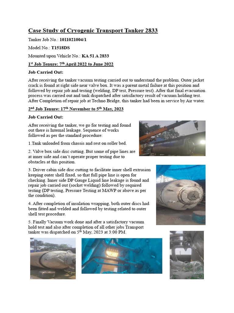 Case Study of Cryogenic Transport Tanker 2833 | PDF | Vacuum | Welding