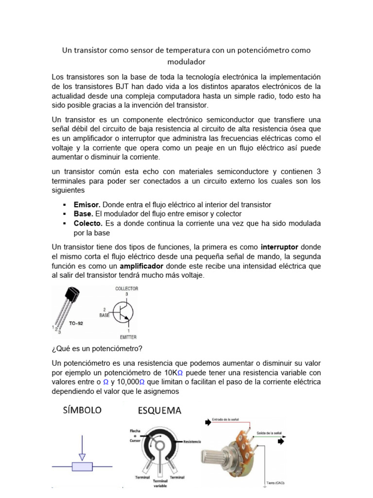 Transistor como sensor de temperatura | PDF | Ciencia y matemáticas