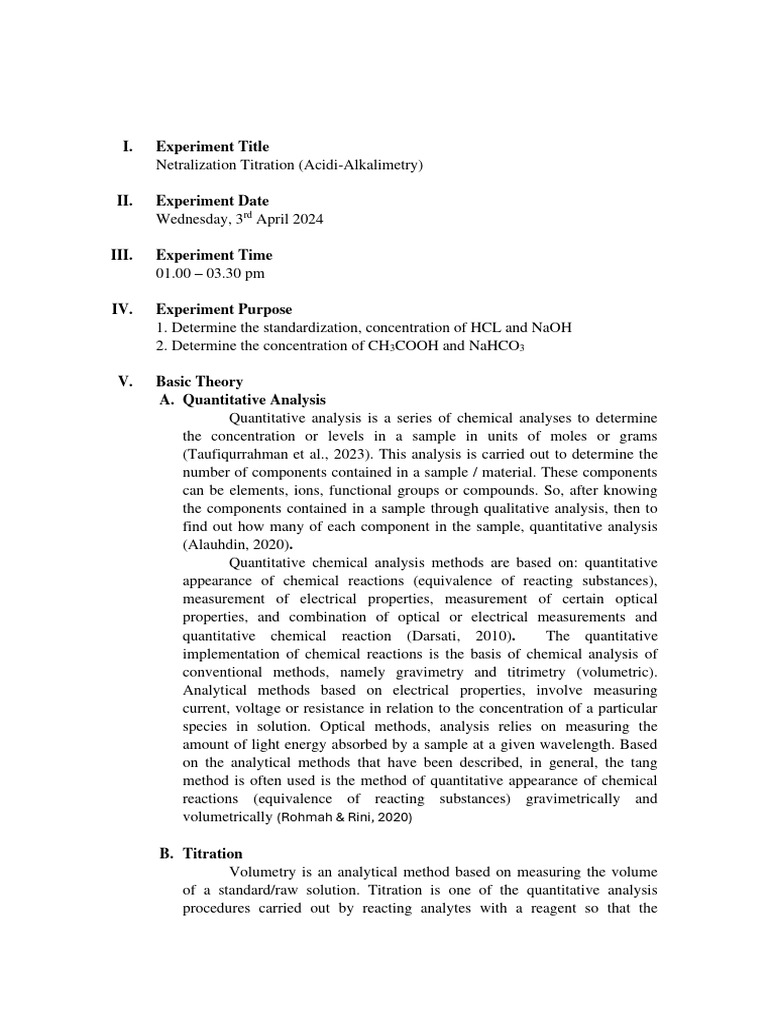 Laporan Resmi Praktikum Dasar-Dasar Kimia Analitik Titrasi Asidi ...