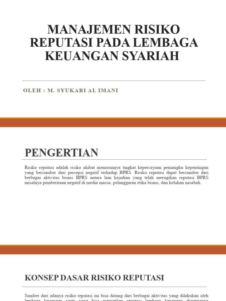 Manajemen Risiko Reputasi BPRS | PDF | Karier & Perkembangan | Pengelolaan Keuangan & Uang
