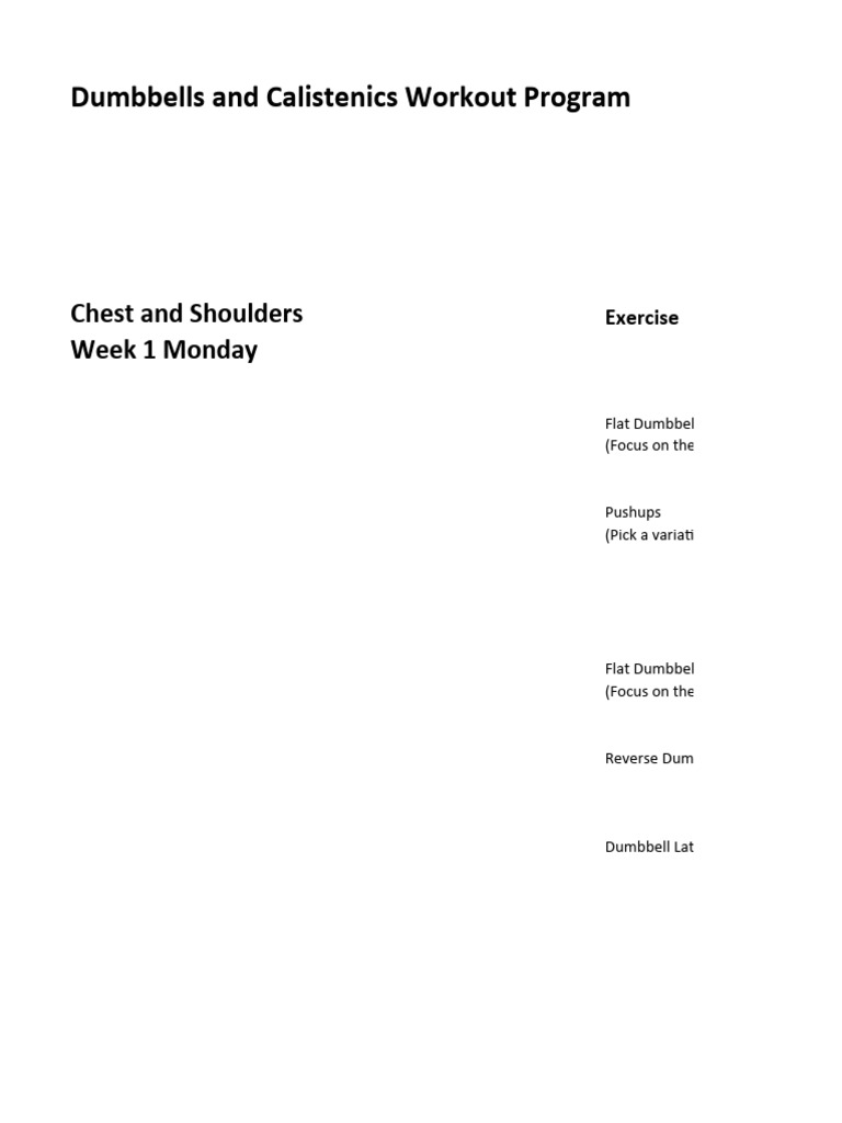 Dumbbells and Calistenics Workout Program | PDF | Arm | Weight Training