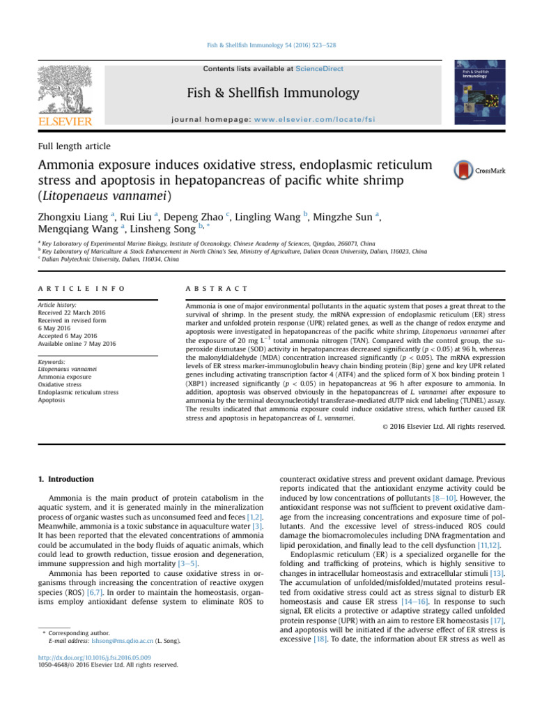 Fish & Shell Fish Immunology: Full Length Article | PDF | Biology ...