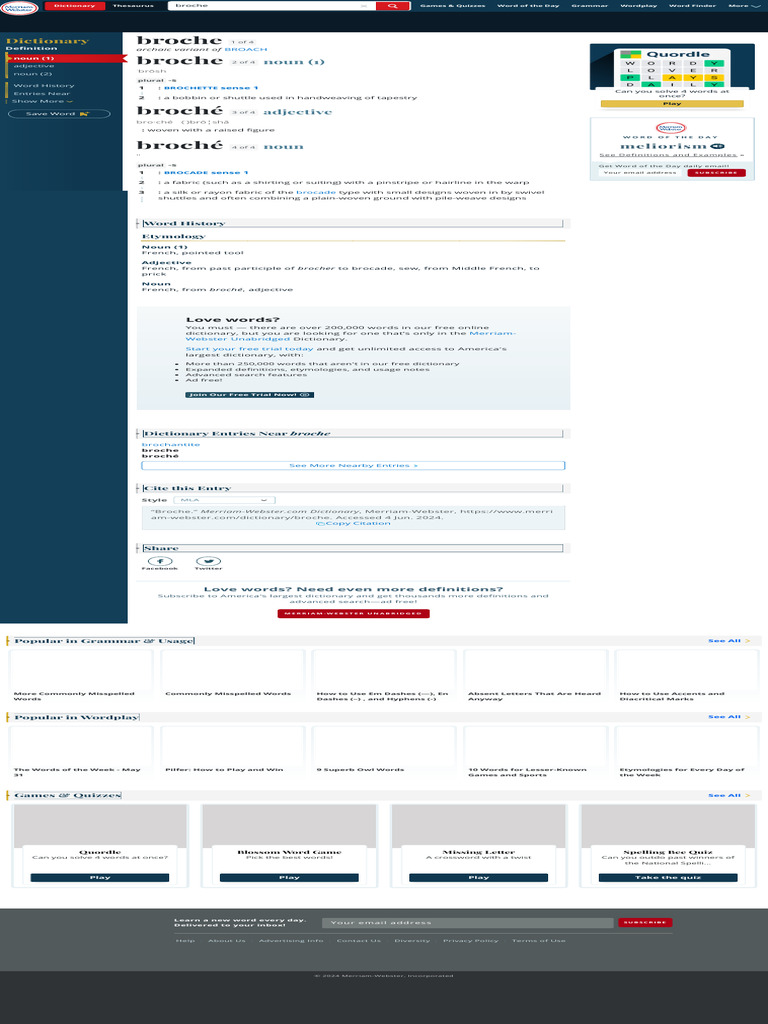 Broche Definition & Meaning - Merriam-Webster | PDF | Grammar ...