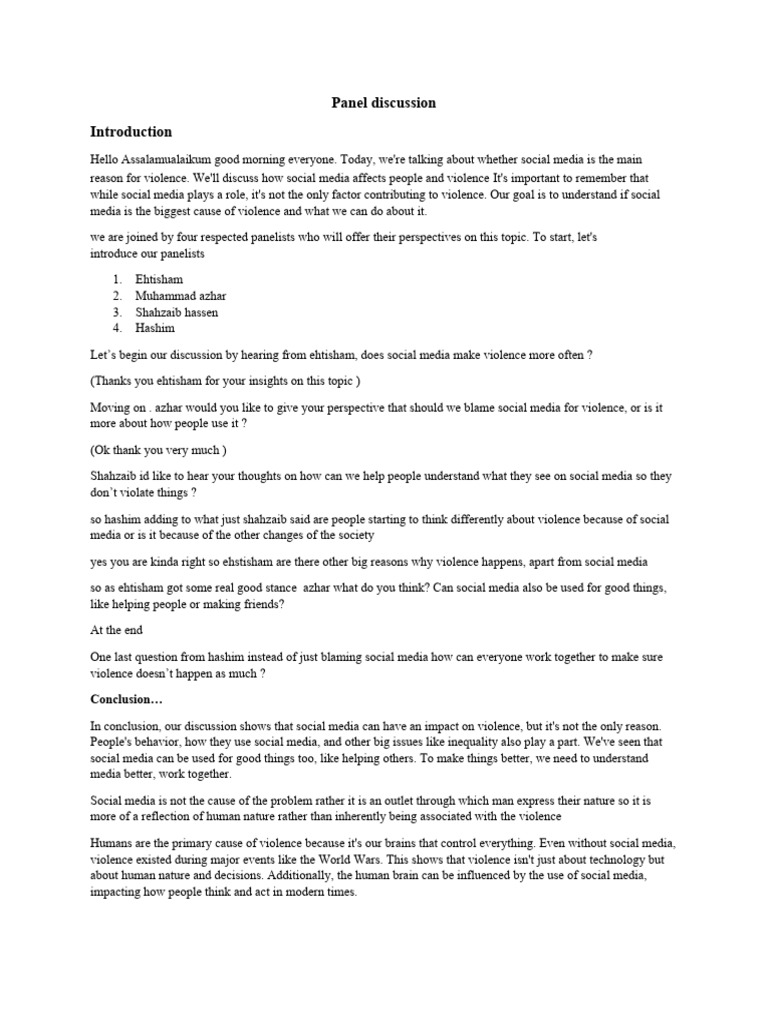 Panel Discussion | PDF | Violence | Social Media